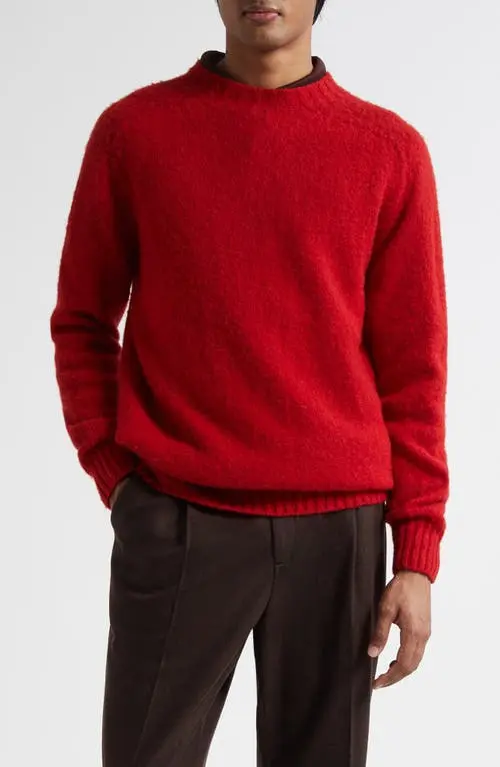 Sunspel Brushed Shetland Wool Sweater - Bright Red