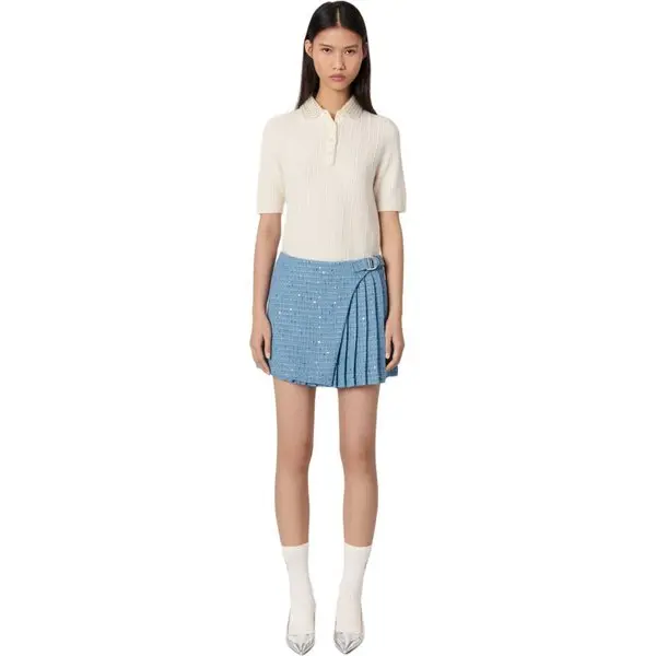 Maje Pleated Tweed Skort