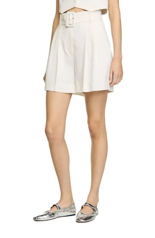 Sandro Sequin High-waisted Wide-leg Shorts - Ecru