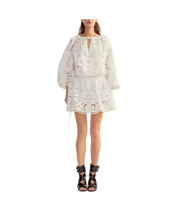 Cynthia Rowley Eva Embroidered Linen Dress - White | Editorialist