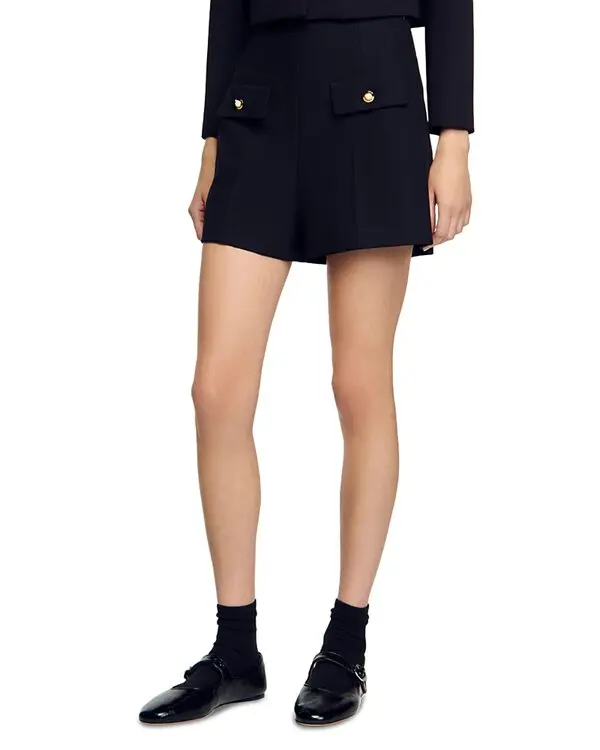 Sandro High-waisted Shorts - Black