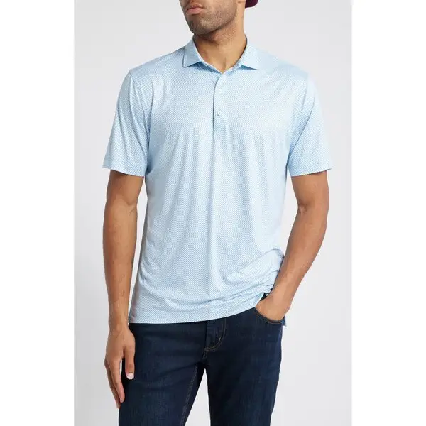 Johnnie-o Link Geo Print Prep-formance Golf Polo - Barrels Blue