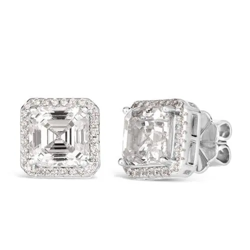 ANNA ZUCKERMAN 3ctw Diamond Crystalline Halo Stud Earrings - Platinum