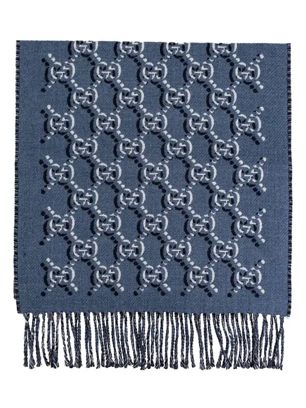Gucci Gg Shadow Wool Scarf - Blue