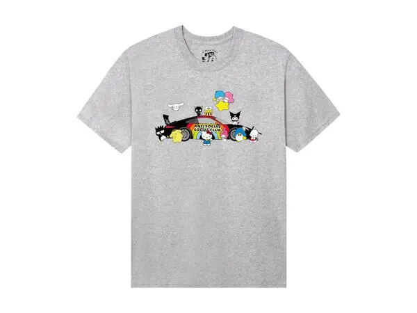 ANTI SOCIAL SOCIAL CLUB X Hello Kitty Racing Tee Shirt - Ash Heather