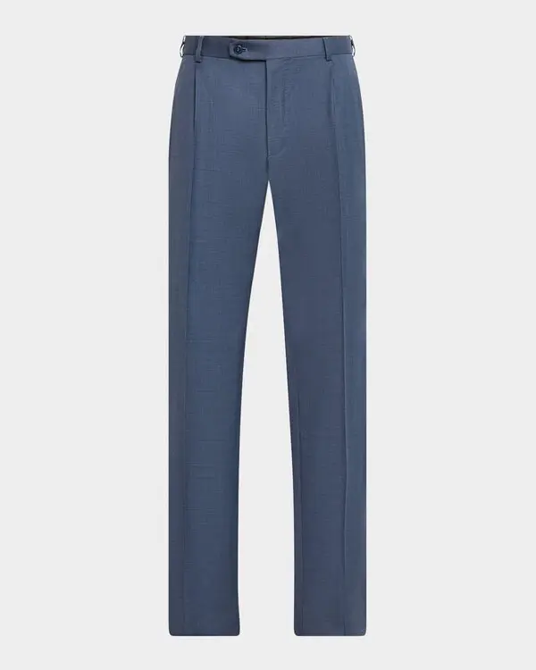 Brioni Wool Sharkskin Trousers - Bluette