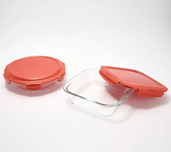 LOCKNLOCK Glass 9x9 And Pie Dish Bakeware Set W/ Lids