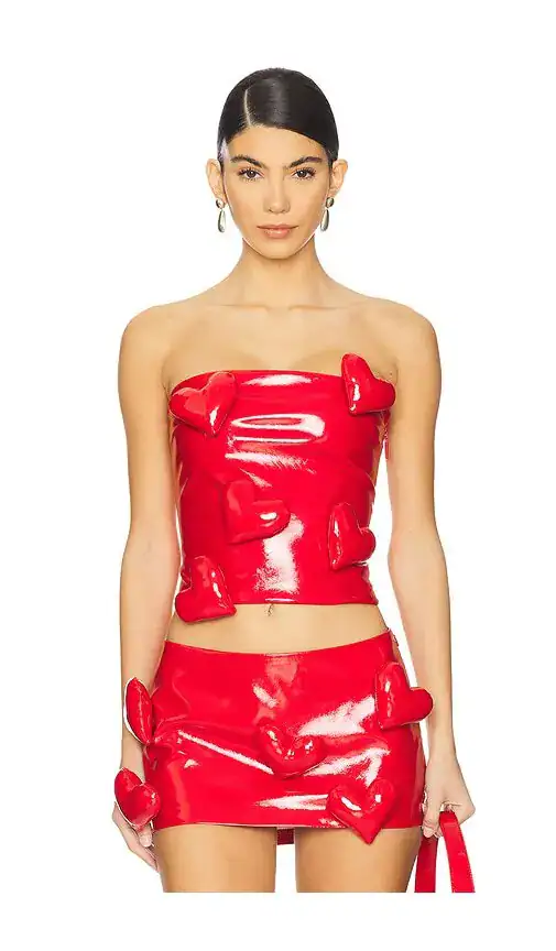 open lace back dress Love Killa dress in Red Patent – CULTNAKED main image 1