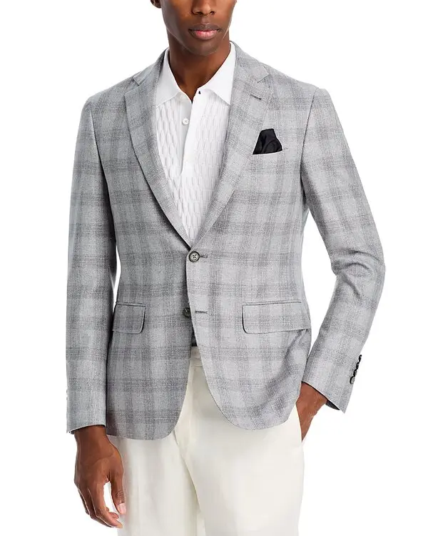 Canali Kei Textured Plaid Sport Coat - Grey