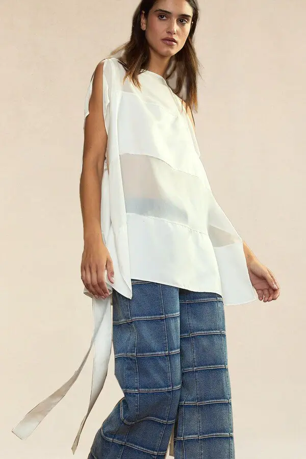 Cynthia Rowley Windswept Silk Blouse - White
