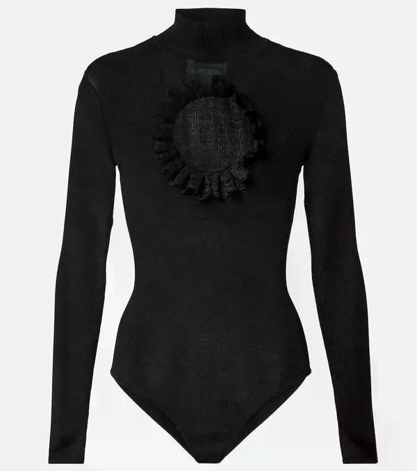 SELF-PORTRAIT X Christopher Kane Lace-trimmed Bodysuit - Black