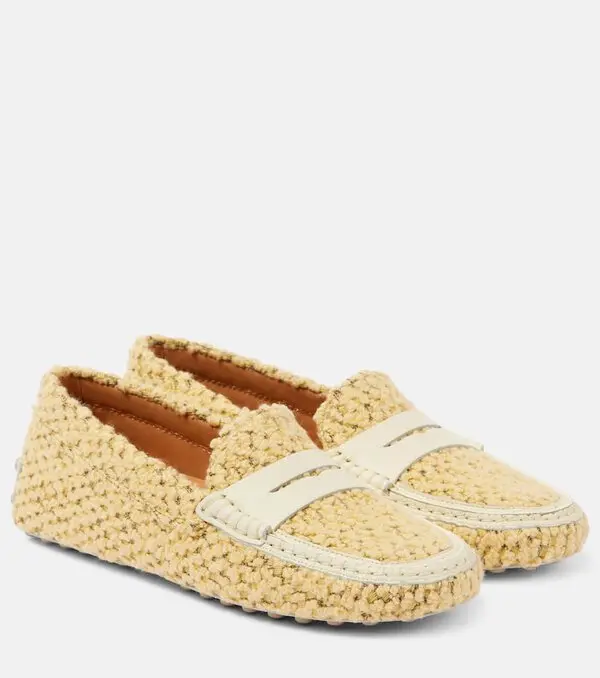 TOD'S Gommino Bouclé Driving Shoes - Yellow