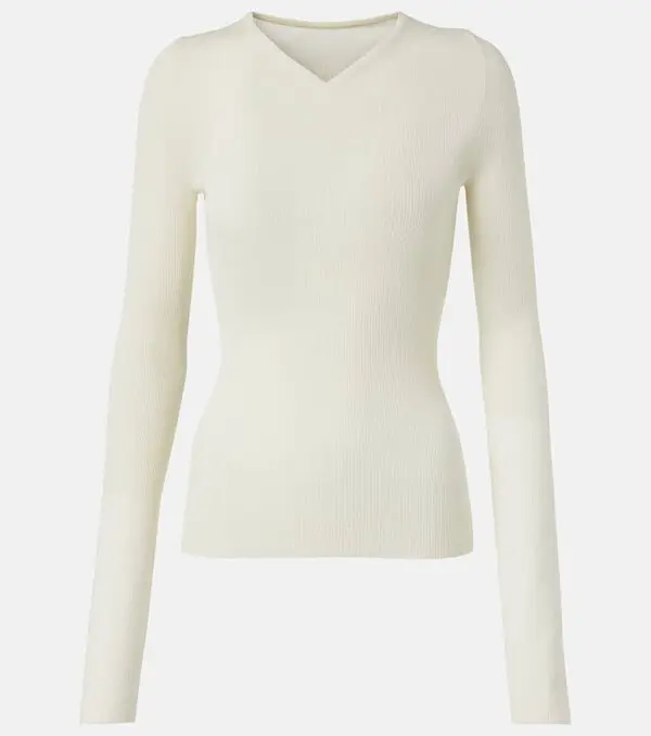 Khaite Tania Ribbed-knit Top - White