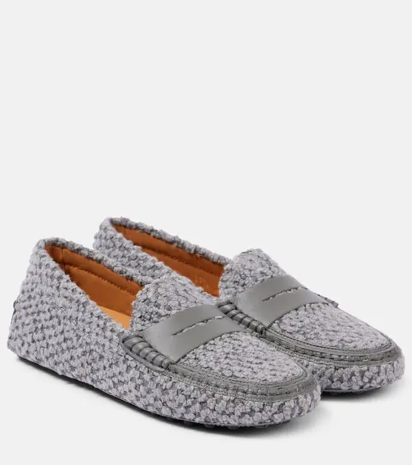 TOD'S Gommino Bouclé Driving Shoes - Grey