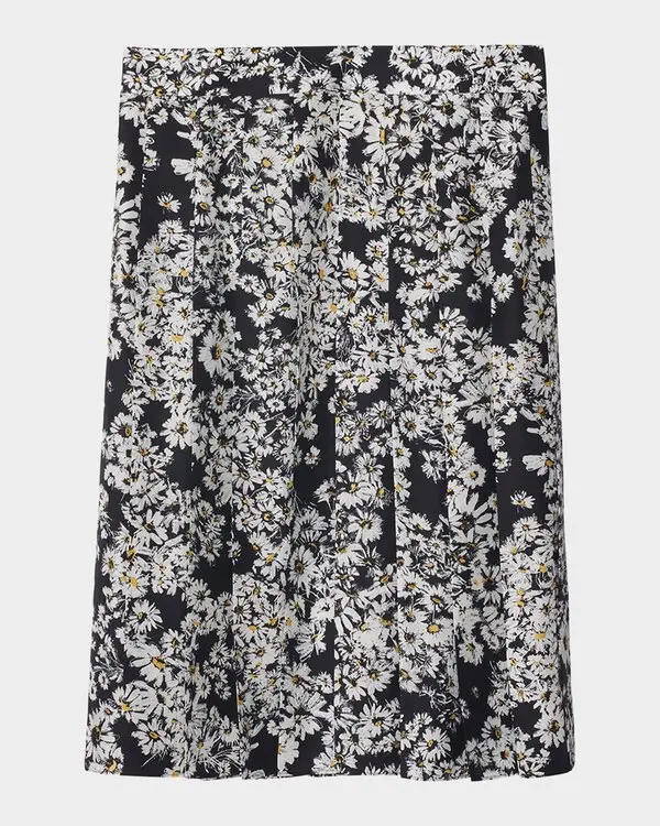 Burberry Flower Print Midi Skirt - Black Ip Pat