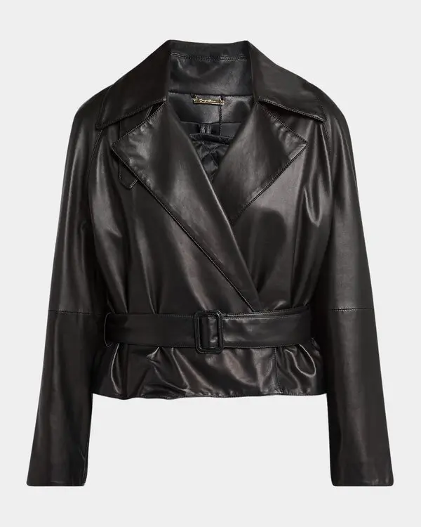 Giorgio Armani Belted Leather Moto Jacket