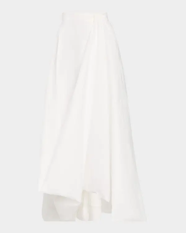Brunello Cucinelli Long Bubble Hem Poplin Skirt - White