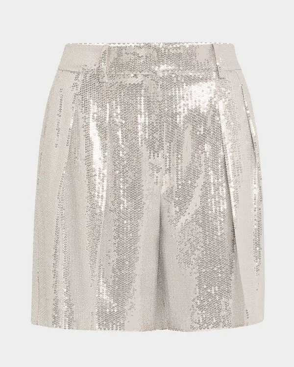 Michael Kors Sequined Pleated Shorts - Pearlsilv