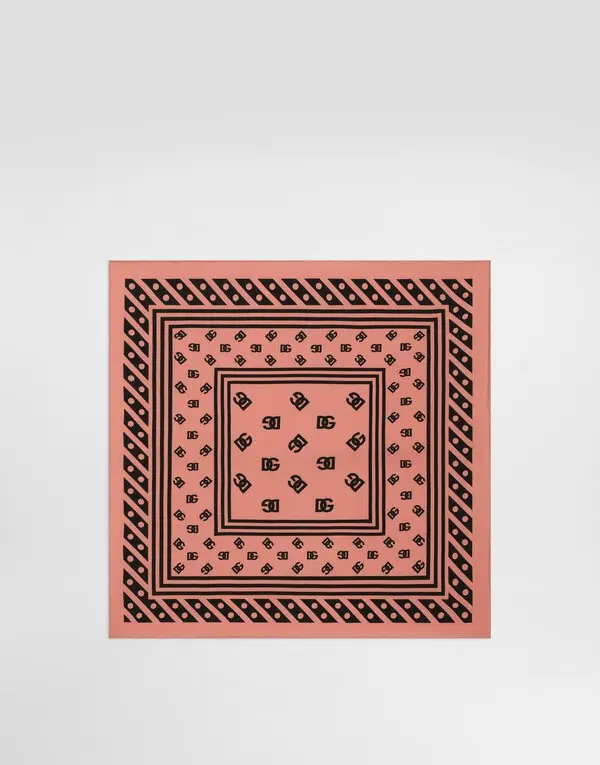 Dolce & Gabbana Silk Twill Foulard With All-over Dg Logo - Print