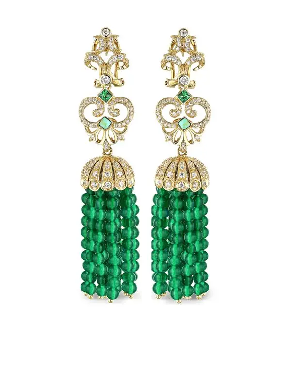 ANABELA CHAN 18kt Yellow Diamond And Agate Tassel Earrings - Gold