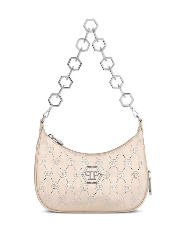 Philipp Plein Rhinestone-embellished Monogram Shoulder Bag - Neutrals