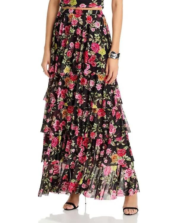 AFRM Jace Printed Mesh Maxi Skirt