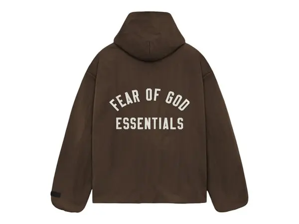 Fear Of God Essentials Textured Nylon Hooded Coaches Jacket - Brown