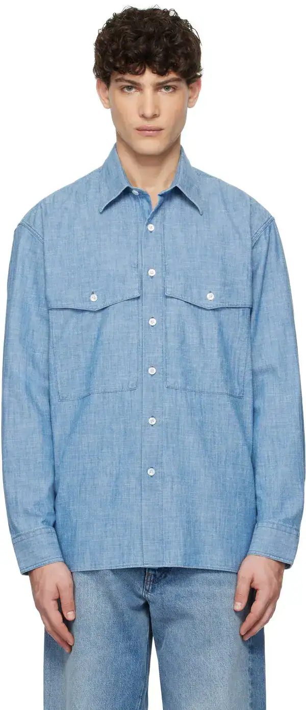 Sunflower Blue Note Denim Shirt Mid Blue702 Editorialist