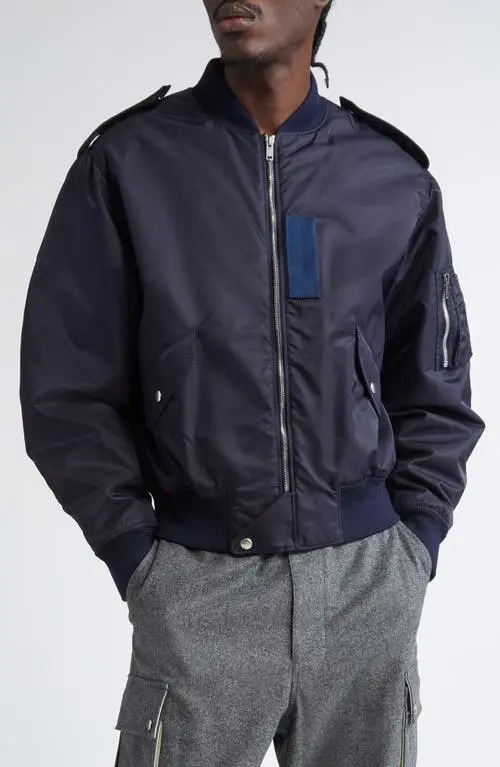 Givenchy Logo Medallion Bomber Jacket - Navy