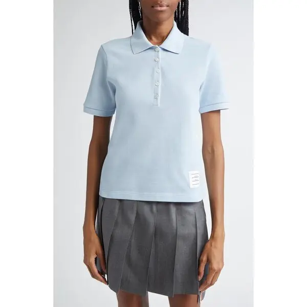 Thom Browne 4-bar Cotton Piqué Polo - Teal