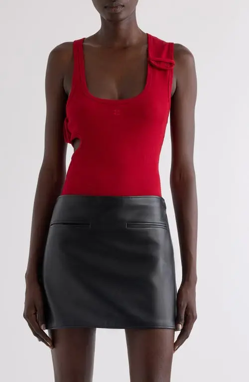 COURREGES Double Buckle Rib Tank - Ruby