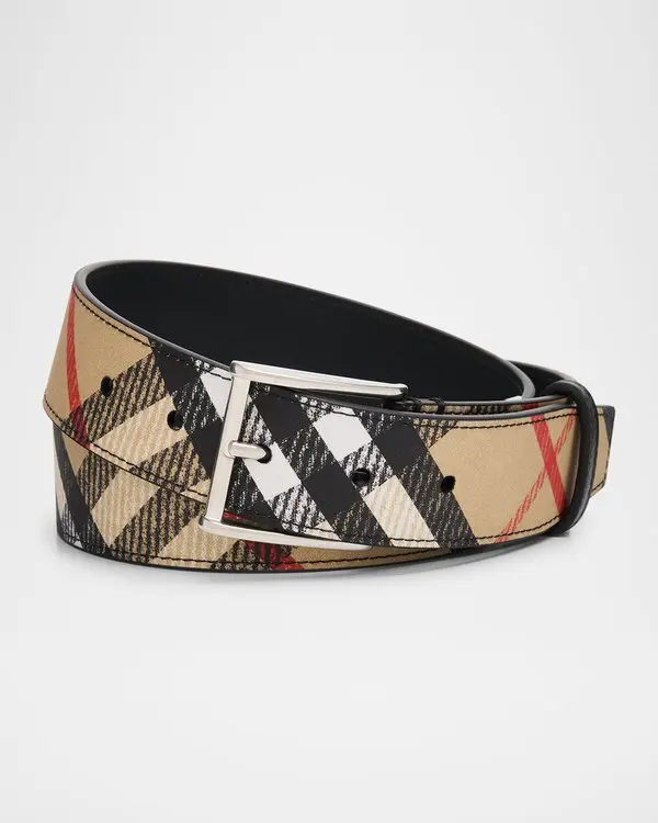 Burberry Woven Check Belt - Sand Ip Check