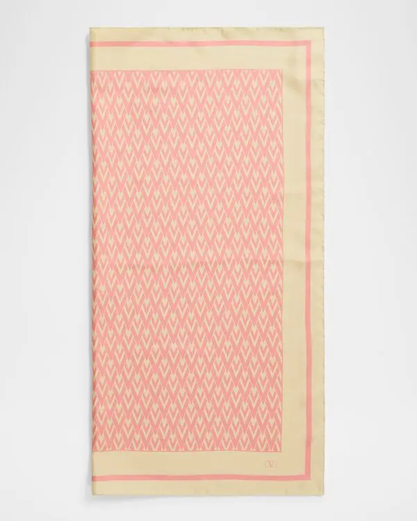 Valentino Garavani Monogram-print Silk Scarf - Bvr Crema Rosa