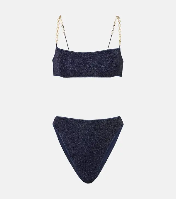 Oseree Lumière O-chain Lamé Bikini - Blue