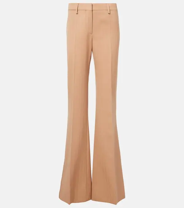 Stella McCartney Low-rise Flared Wool Pants - Beige