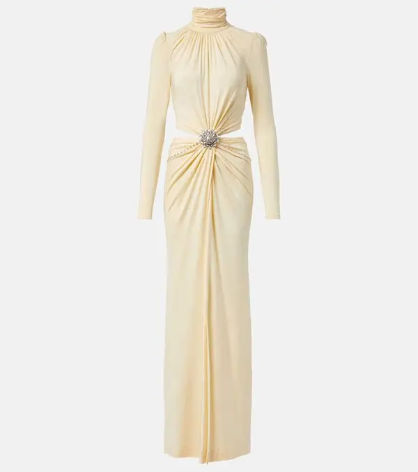 Rabanne Embellished Gathered Gown - White