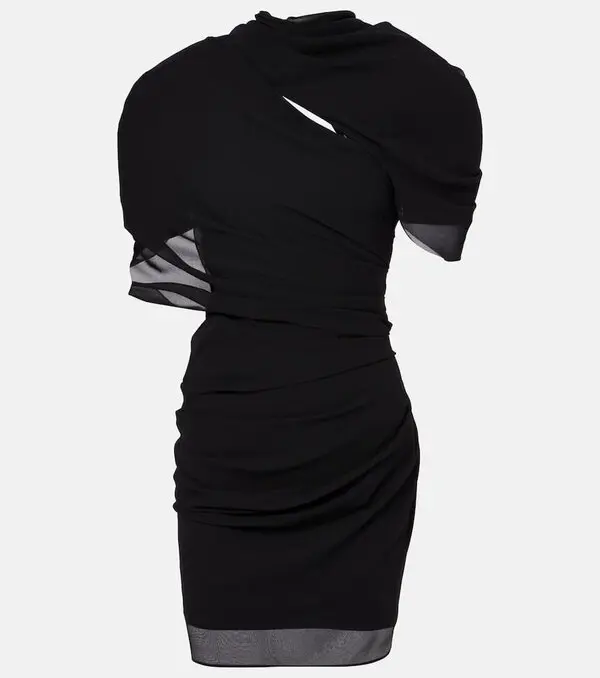 Jacquemus Castagna Draped Chiffon Minidress - Black