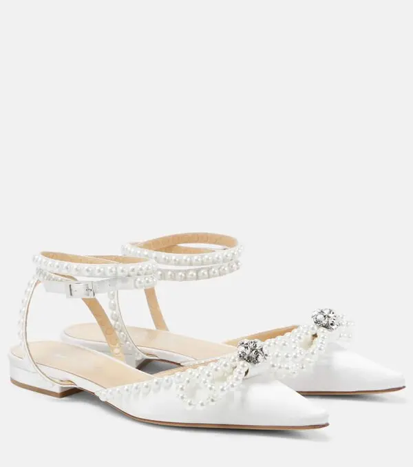 Mach & Mach Double Bow Embellished Ballet Flats
