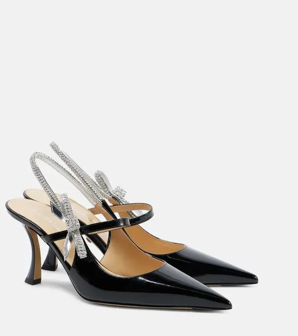 Mach & Mach Crystal Cube Embellished Leather Pumps