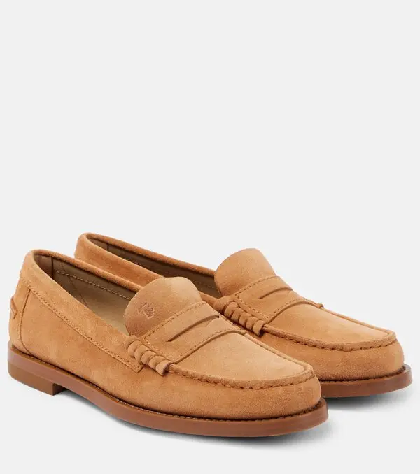 TOD'S Gommino Suede Penny Loafers - Brown