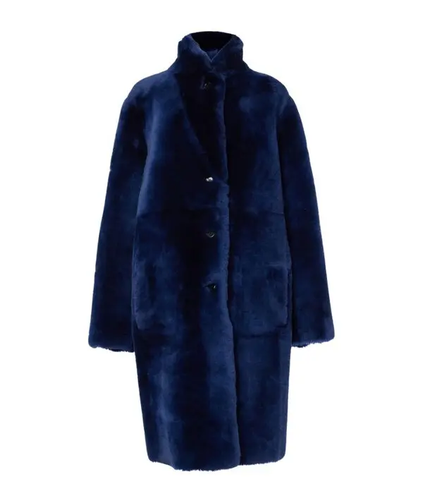 JOSEPH Britanny Shearling Coat - Blue