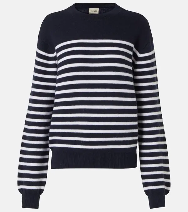 Khaite Viola Striped Cashmere-blend Sweater - Blue