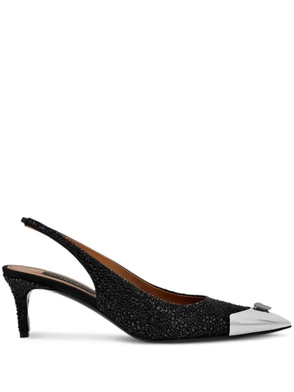 Philipp Plein 55mm Slingback Strass Pumps - Black