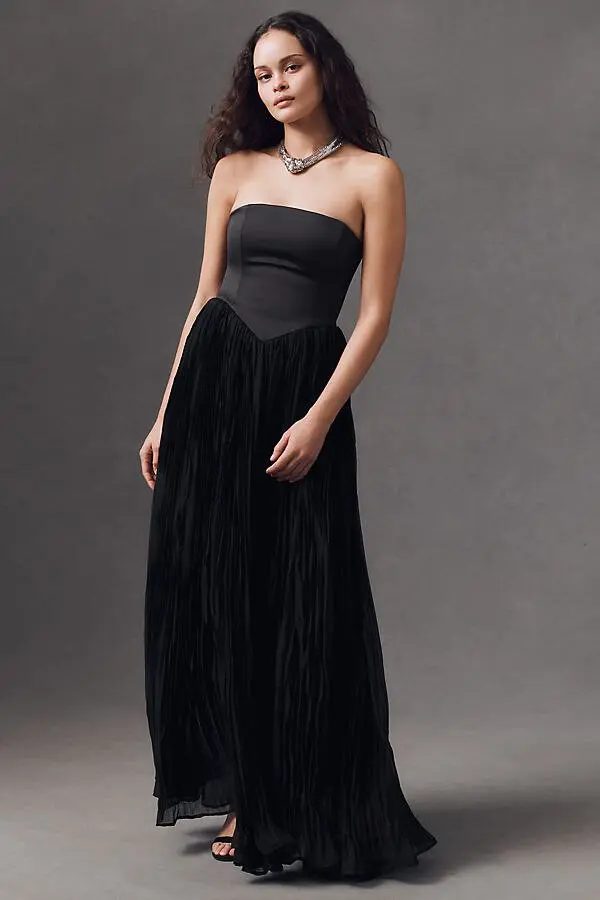 DELFI COLLECTIVE Lourdes Strapless Pleated Maxi Dress