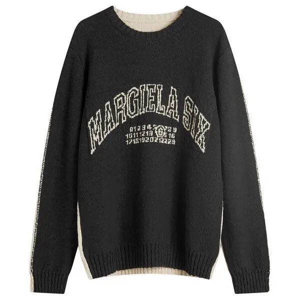 MAISON MARGIELA College Print Jumper - Black/dune