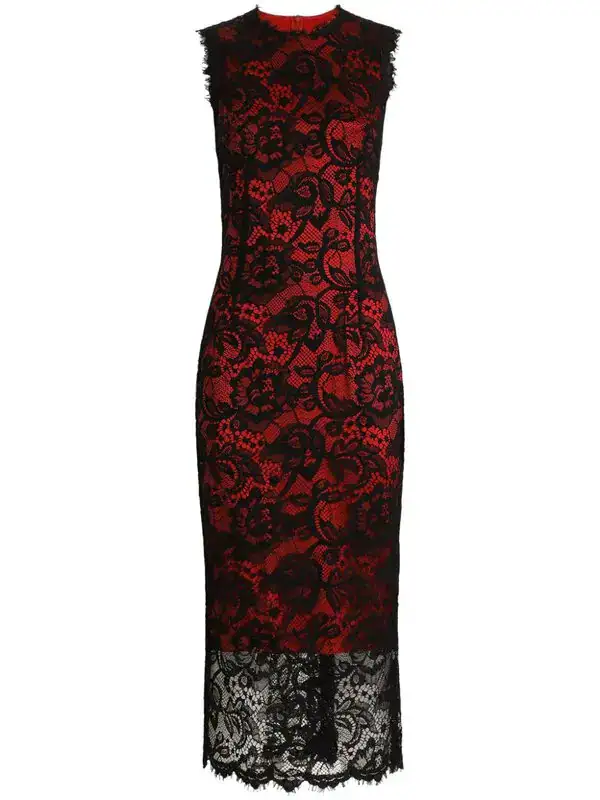 Dolce & Gabbana Floral-lace Midi Dress - Black