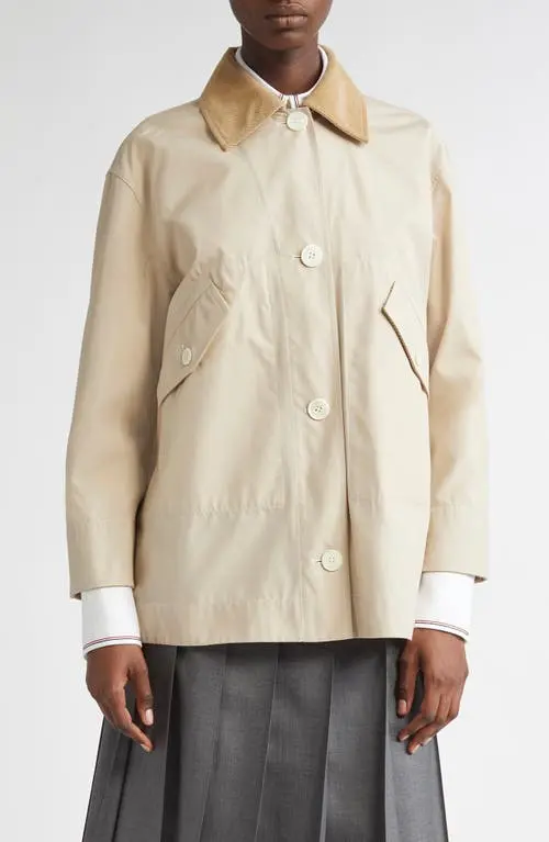 Thom Browne Corduroy Collar Gardening Coat - Khaki