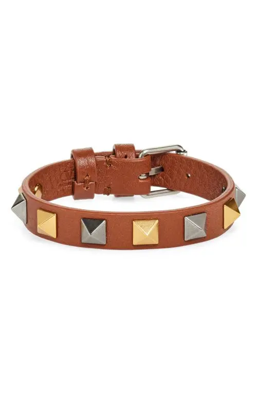 Valentino Garavani Rockstud Leather Bracelet - Caramel