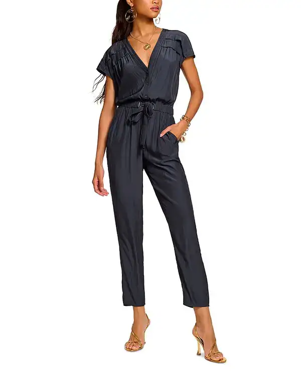 Ramy Brook Aletha Button Front Jumpsuit In Navy 65% Off