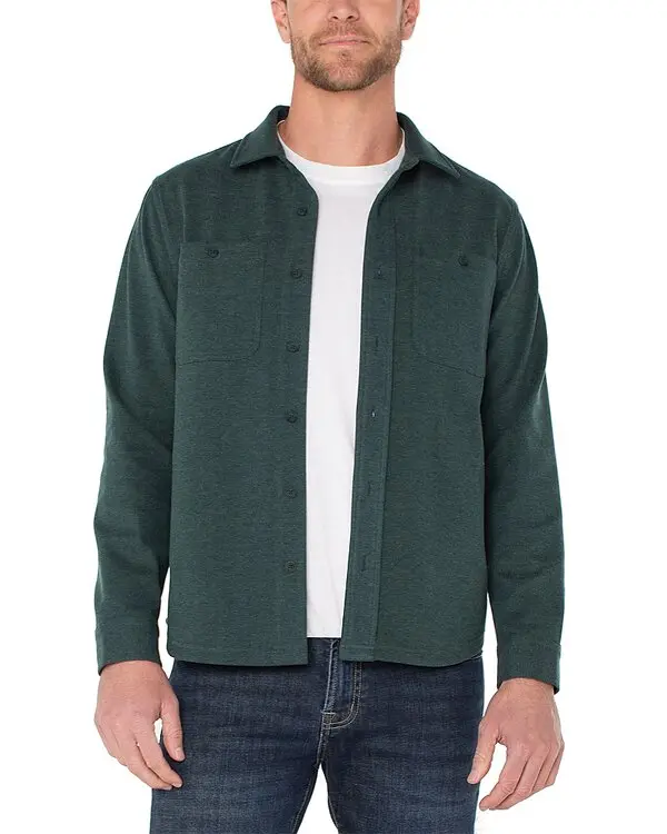 LIVERPOOL Long Sleeve Button Front Knit Shirt - Spruce